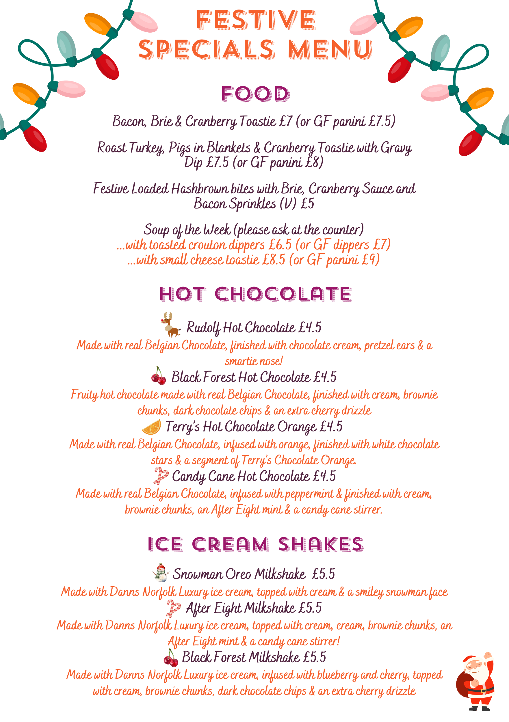MENUS – Breakfast & Brownies